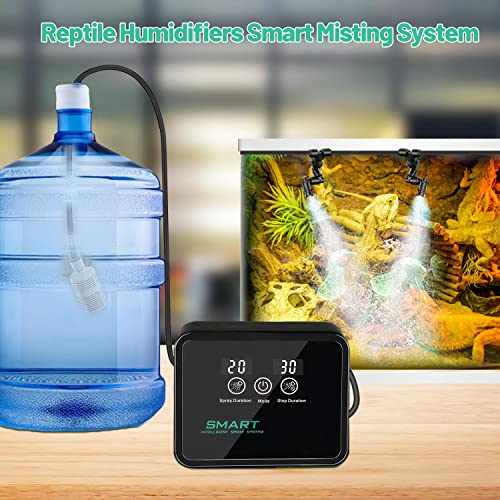 Reptile Humidifiers Smart Misting System, Reptile Mister Automatic with Timer, Terrariums Humidifier with 360°Adjustable Misting Nozzles, Spray Kit for Rainforest Plants Amphibian（Touch Version）