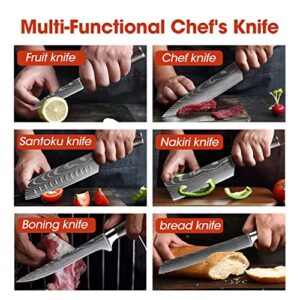 OWUYUXI 10 Pcs Kitchen Knife Set, Professional Japanese Aus-10v Super Stainless Steel Chef Knife Set, Kitchen Knives With Ergonomic Handle, Durable Sharp Chef Knives With Gift Box.