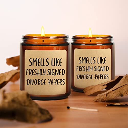 Lavender Scented Candle - Divorce Gifts for Women, Freshly Signed Divorce Papers Candle, Break Up Gift for Her, Best Friend, Sister, Sister in Law, Bestie, BFF, Coworker (Brown)