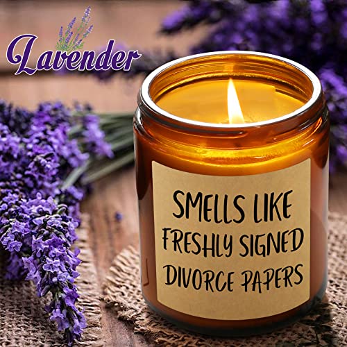 Lavender Scented Candle - Divorce Gifts for Women, Freshly Signed Divorce Papers Candle, Break Up Gift for Her, Best Friend, Sister, Sister in Law, Bestie, BFF, Coworker (Brown)