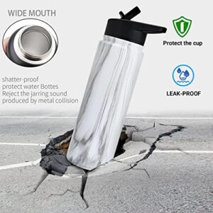 24 oz White Marble water bottle Birthday Gifts For Men Stainless Steel Insulated Christmas Gifts Idear For Dad Wide Mouth Metal Water Bottles Double Gifts for Husband Couple