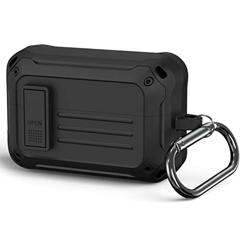 WOFRO Secure Lock Case for Sony WF-1000XM4, Shock-Absorbing Protective Cover Military Armor Series Full-Body Scratch Resistant Hard Shell with Keychain(Black)