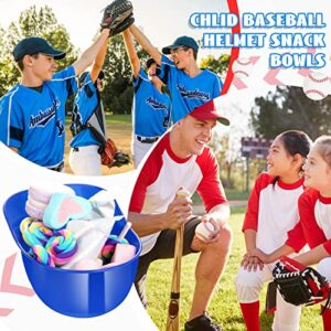 18 Pack Ice Cream Snack Bowl 8 oz Mini Baseball Cap Bowls Kids Helmet Chip Bowl Sundae Helmets Plastic Baseball Helmet Cups for Party (Red, Dark Blue, White, )