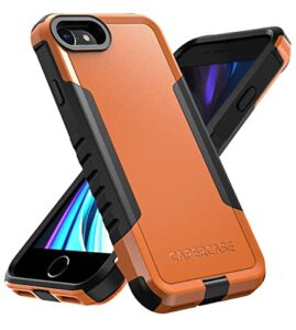 capercase everyday carry series for iphone se case, iphone 8 case, iphone 7 case, iphone se 2022 case, iphone se case 2020, men hard shockproof protective case, orange