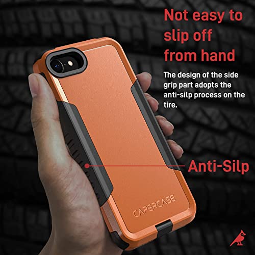 CAPERCASE Everyday Carry Series for iPhone se case, iPhone 8 case, iPhone 7 case, iPhone se 2022 case, iPhone se case 2020, Men Hard Shockproof Protective case, Orange