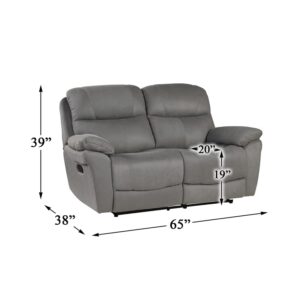 Lexicon Lapointe Wall-Hugger Manual Double Reclining Loveseat, Gray