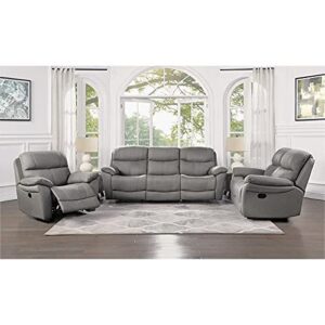 Lexicon Lapointe Wall-Hugger Manual Double Reclining Loveseat, Gray