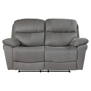 Lexicon Lapointe Wall-Hugger Manual Double Reclining Loveseat, Gray