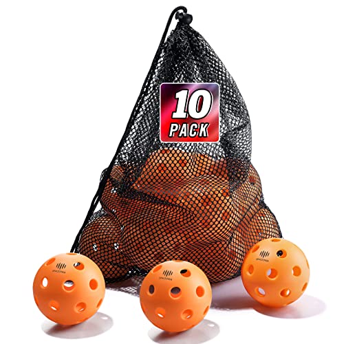 SPACEZHUA Indoor Pickleballs，XX-26holes Pickleball Balls，USA Pickleball(USAPA) Approved, TPE Material Pickle Balls high Elasticity Aging Resistance，Orange & Yellow，6，10 Packs.