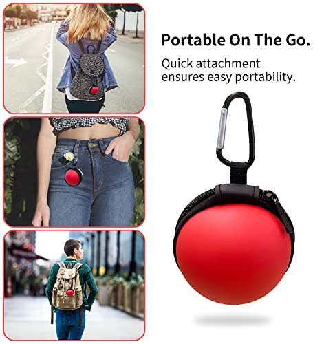 TOGETFACE Round Earbuds Case Portable EVA Carrying Case Organizer Phone Accessory Organizer with Carabiner for Headphones Earbuds Earpiece - red