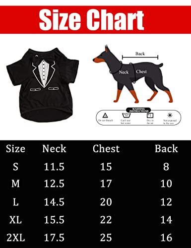 Coomour Dog Shirt Suit Pet Bowtie Costume for Small Medium Dogs Cats Wedding Party Formal Gentleman Clothes (L)