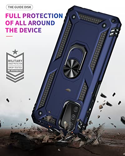 SKTGSLAMY for Samsung Galaxy A03S Case,Galaxy A03S Phone Case with Screen Protector,[Military Grade] 16ft. Drop Tested Cover with Magnetic Kickstand Car Mount Protective Case for Galaxy A03S, Blue