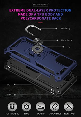 SKTGSLAMY for Samsung Galaxy A03S Case,Galaxy A03S Phone Case with Screen Protector,[Military Grade] 16ft. Drop Tested Cover with Magnetic Kickstand Car Mount Protective Case for Galaxy A03S, Blue