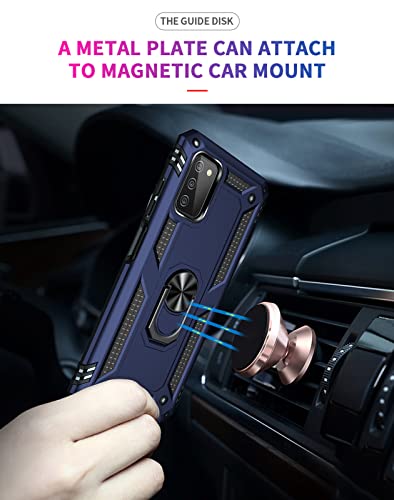 SKTGSLAMY for Samsung Galaxy A03S Case,Galaxy A03S Phone Case with Screen Protector,[Military Grade] 16ft. Drop Tested Cover with Magnetic Kickstand Car Mount Protective Case for Galaxy A03S, Blue