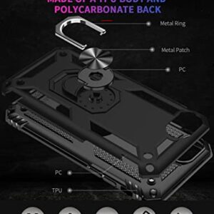 UniSpg iPhone SE Case 2022/2020, iPhone 8 Case, iPhone 7 Case [Military Grade Drop Texted] Protective Shockproof Phone Case with Magnetic Ring Kickstand for iPhone SE 3rd&2nd 8 7 SE 2022 2020 - Black