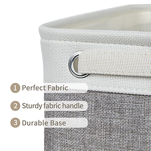 Araierd small storage Baskets for Shelves, Fabric Canvas Flodable storage baskets for Organizing Clothes, Toys(11.8" x 7.8" x 5" -Pack of 6)(White&Grey)