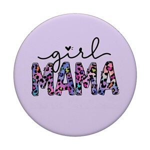 Proud Girl Mama Leopard Print Decor For Women Leopard Mom PopSockets Swappable PopGrip