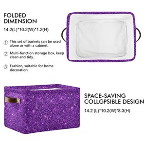 xigua Purple Glitter Sequins Foldable Storage Bin, Collapsible Sturdy Fabric Storage Basket Cube W/Handles, Storage Box for Organizing Toys Nursery Shelf Closet Bedroom Office 1PCS