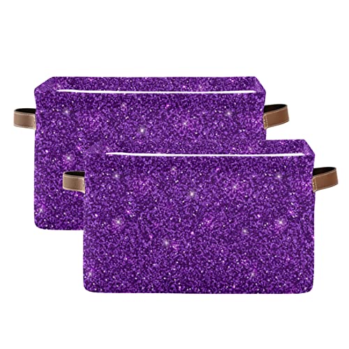 xigua Purple Glitter Sequins Foldable Storage Bin, Collapsible Sturdy Fabric Storage Basket Cube W/Handles, Storage Box for Organizing Toys Nursery Shelf Closet Bedroom Office 1PCS