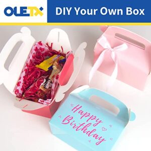 Oletx 30-Pack Pink Party Favor Treat Boxes, Goodie Boxes, Gable Paper Gift Boxes with Handles. Perfect for Princess Pink Party and Baby Girl Shower Decoration Supplies.