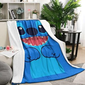 exacmos cartoon flannel throw blanket for home couch, bed and sofa 50"x60" suitable for all season