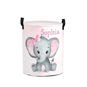 cute elephant gradient large laundry basket custom name foldable clothes bag collapsible fabric laundry hamper folding washing bin for gift