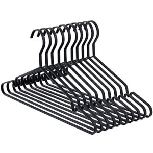 hxghar frosted metal hanger, the everyday for everything clothes hanger, 16.5” heavy duty standard hanger with hooks, 30 lb load capacity, extreme durability and smooth closet hanger (black, 10 pack)