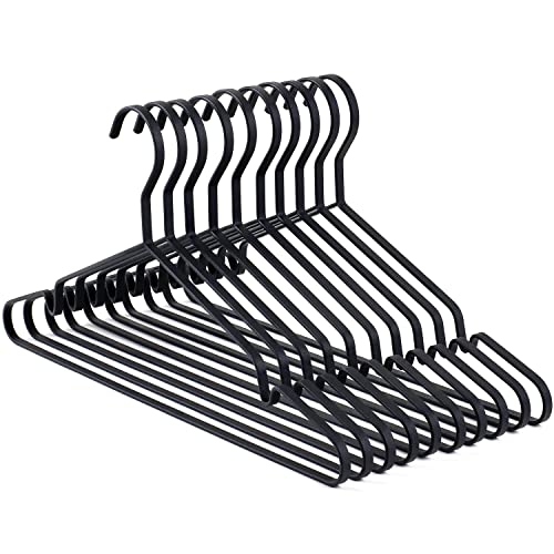 HXGHAR Frosted Metal Hanger, The Everyday for Everything Clothes Hanger, 16.5” Heavy Duty Standard Hanger with Hooks, 30 lb Load Capacity, Extreme Durability and Smooth Closet Hanger (Black, 10 Pack)