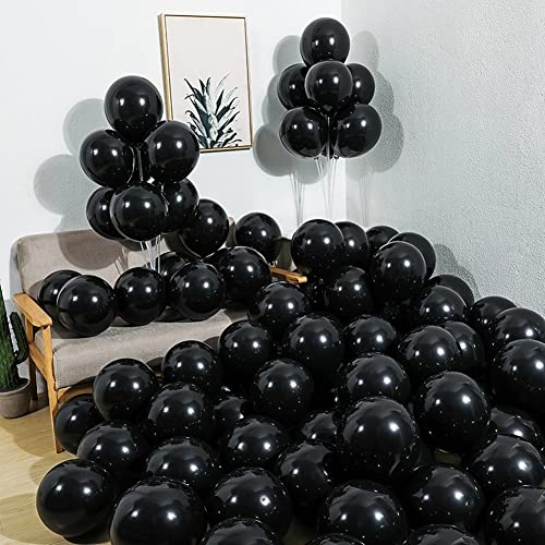 Abbaoww 100 Pcs Black Balloons 10 Inch Strong Latex Balloons for Party Decoration, Birthday, Wedding, Anniversary, Christmas and Arch Supplies