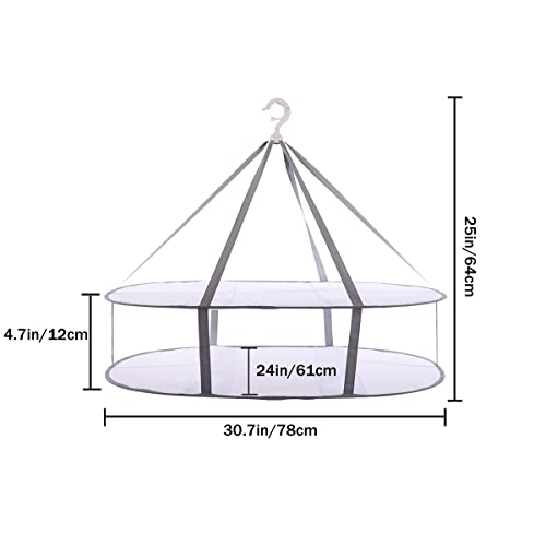 Large Folding Laundry Drying Rack, Clothes Drying Rack, Portable Sweater Drying Rack, Mesh Hanging air Dryer, Lay fold Flat Dry Hanger for Indoor Outdoor, Delicates, Towel, Socks,Swimsuit (Grey)