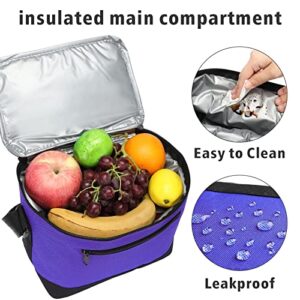 MISSMOON lunch Cooler Bag, Small 6 Can Insulated Cooler Box Tote Container Lunch Bag Pack Adjustable Strap For Adult Women Men Purple