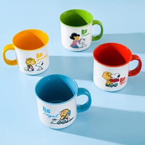 Peanuts Snoopy Gentle Reminders Camper 21oz Mugs, Stoneware, 4-Pack, Assorted Colors