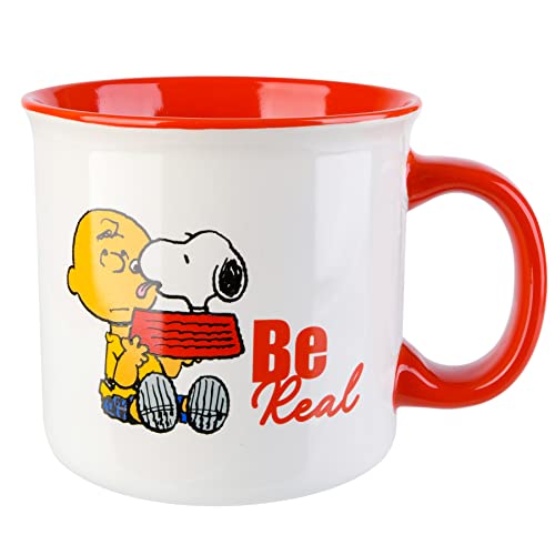 Peanuts Snoopy Gentle Reminders Camper 21oz Mugs, Stoneware, 4-Pack, Assorted Colors