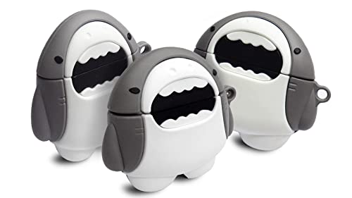 Kawaii Cartoon Shark Jaws Silicone Protective Case for AirPods 2nd Generation, The New 3 or 3rd Generation and The AirPod Pro (for AirPod Pro) (for AirPod 3, 3rd Gen)