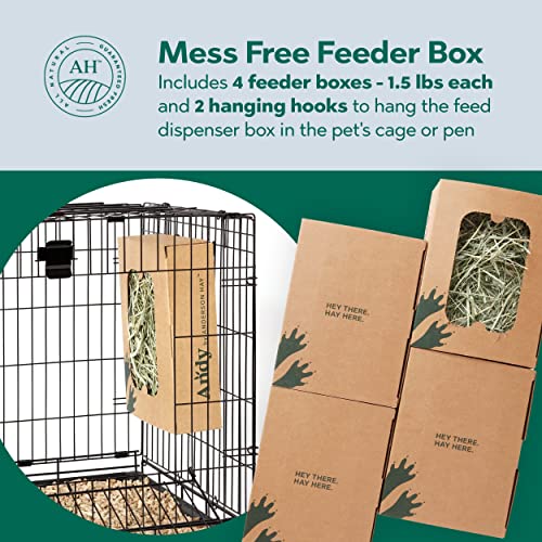 Andy Organic Timothy Hay Andy-Pak Feeder Box, 4 Pack 1.5 Lb Boxes, 1st Cutting Rabbit Food, Premium Hamster, Chinchilla, Gerbil, & Guinea Pig Food, Small Animal Treats, 6 lbs