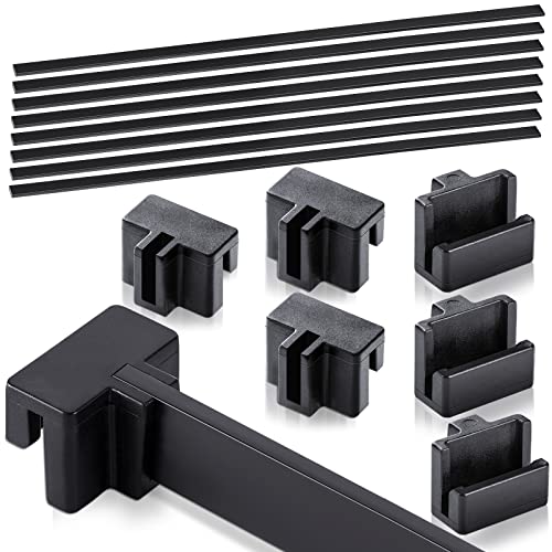 24 Pcs Hanging File Rail and Clip Set 16 Black Hanging File Clips 8 PVC File Cabinet Rails File Drawer Support Black Rail Clips for Home Office Storage to Keep Folders Neat and Organized (Plastic)