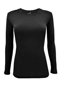 natural uniforms women's under scrub tee crew neck long sleeve t-shirt (black, medium)