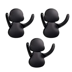 black wall hooks decorative coat hook wall mounted heavy duty towel hook hardware robe hooks zinc alloy double hooks single hook for hanging clothes unique modern hooks for bathroom 3 pack