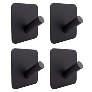 hufeeoh adhesive towel hooks, sticky wall hooks shower hooks for hanging towels, key, purse, hat, aluminum towel holder door hanger hooks - wall mounted (black)