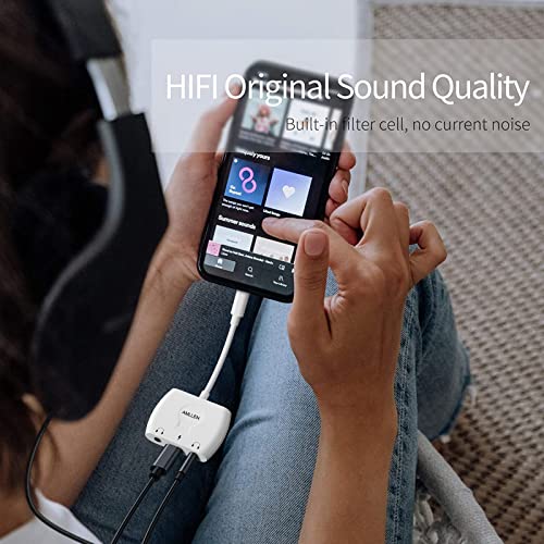 Lightning to 3.5mm Headphone Jack Adapter/Cable,iPhone Headphone Adapter/Splitter, Earphone Splitter Adapter Aux Audio Jack Dongle for iPhone 13/12/SE/11/Xs/XR/X/8,Support iOS 15