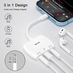 Lightning to 3.5mm Headphone Jack Adapter/Cable,iPhone Headphone Adapter/Splitter, Earphone Splitter Adapter Aux Audio Jack Dongle for iPhone 13/12/SE/11/Xs/XR/X/8,Support iOS 15