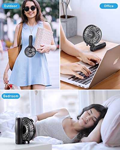 TriPole Handheld Fan Rechargeable 4800mAh Battery Operated Fan Powerful Mini Fan Portable 3 Speeds Small Personal Fan Desk Fan for Travel Kids Boys Girls Men Women, 6-21H Working, Black