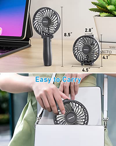 TriPole Handheld Fan Rechargeable 4800mAh Battery Operated Fan Powerful Mini Fan Portable 3 Speeds Small Personal Fan Desk Fan for Travel Kids Boys Girls Men Women, 6-21H Working, Black