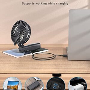 TriPole Handheld Fan Rechargeable 4800mAh Battery Operated Fan Powerful Mini Fan Portable 3 Speeds Small Personal Fan Desk Fan for Travel Kids Boys Girls Men Women, 6-21H Working, Black