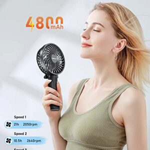 TriPole Handheld Fan Rechargeable 4800mAh Battery Operated Fan Powerful Mini Fan Portable 3 Speeds Small Personal Fan Desk Fan for Travel Kids Boys Girls Men Women, 6-21H Working, Black