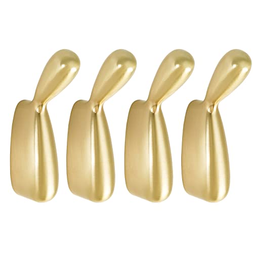 Decorative Wall Mounted Hooks Gold Wall Hooks Unique Modern Coat Hook Heavy Duty Towel Hook Hardware Robe Hooks Zinc Alloy Hooks Single Hooks for Hanging Clothes Hat for Bathroom 4 Pack