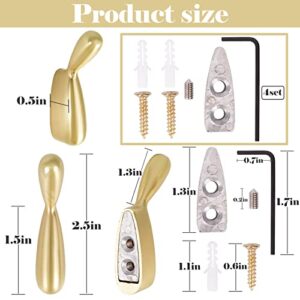 Decorative Wall Mounted Hooks Gold Wall Hooks Unique Modern Coat Hook Heavy Duty Towel Hook Hardware Robe Hooks Zinc Alloy Hooks Single Hooks for Hanging Clothes Hat for Bathroom 4 Pack