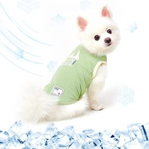 ispet dog shirts self cooling t-shirts, ice silk summer dog tee shirts soft pet sleeveless vest tank top for small dogs boys girls - avoid overheating, green, medium