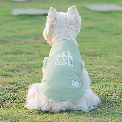 ISPET Dog Shirts Self Cooling T-Shirts, Ice Silk Summer Dog Tee Shirts Soft Pet Sleeveless Vest Tank Top for Small Dogs Boys Girls - Avoid Overheating, Green, Medium