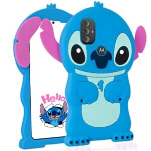 Besoar Stitc Case Designed for Motorola Moto G Pure/Power 2022 Cute Cartoon Fun Funny Kawaii 3D Character Animal Case Cool Unique Fashion Silicone Cover Girls Boy Kid Teens for Moto G Pure/Power 2022